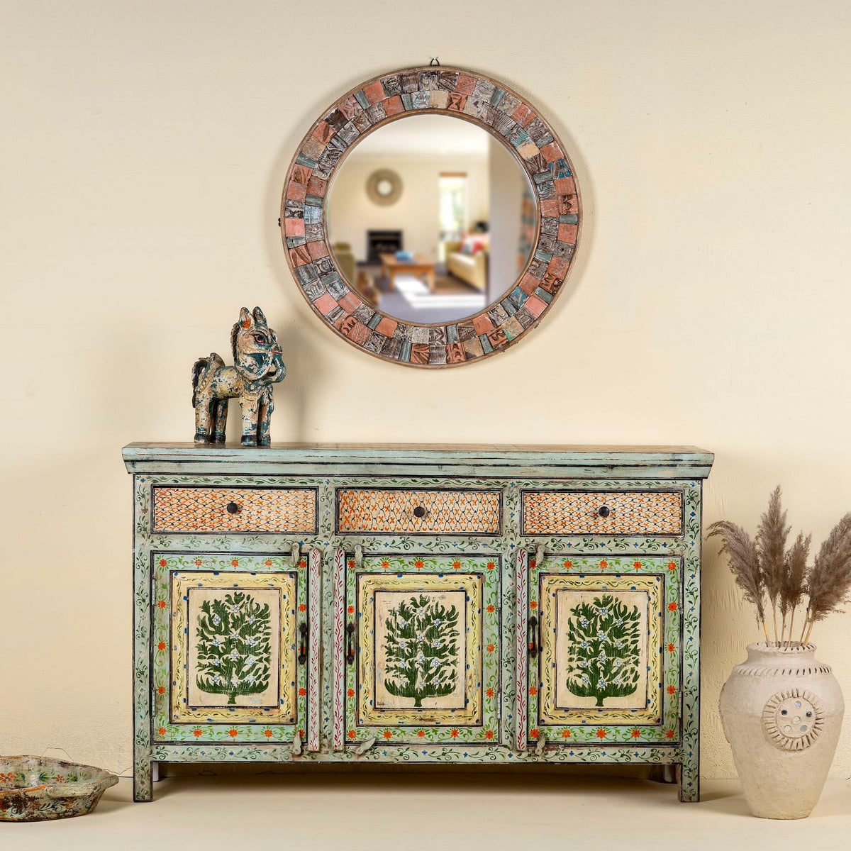 Ayman - Hand Painted Reclaimed Teak Vintage Sideboard 150cm – Om Home ...