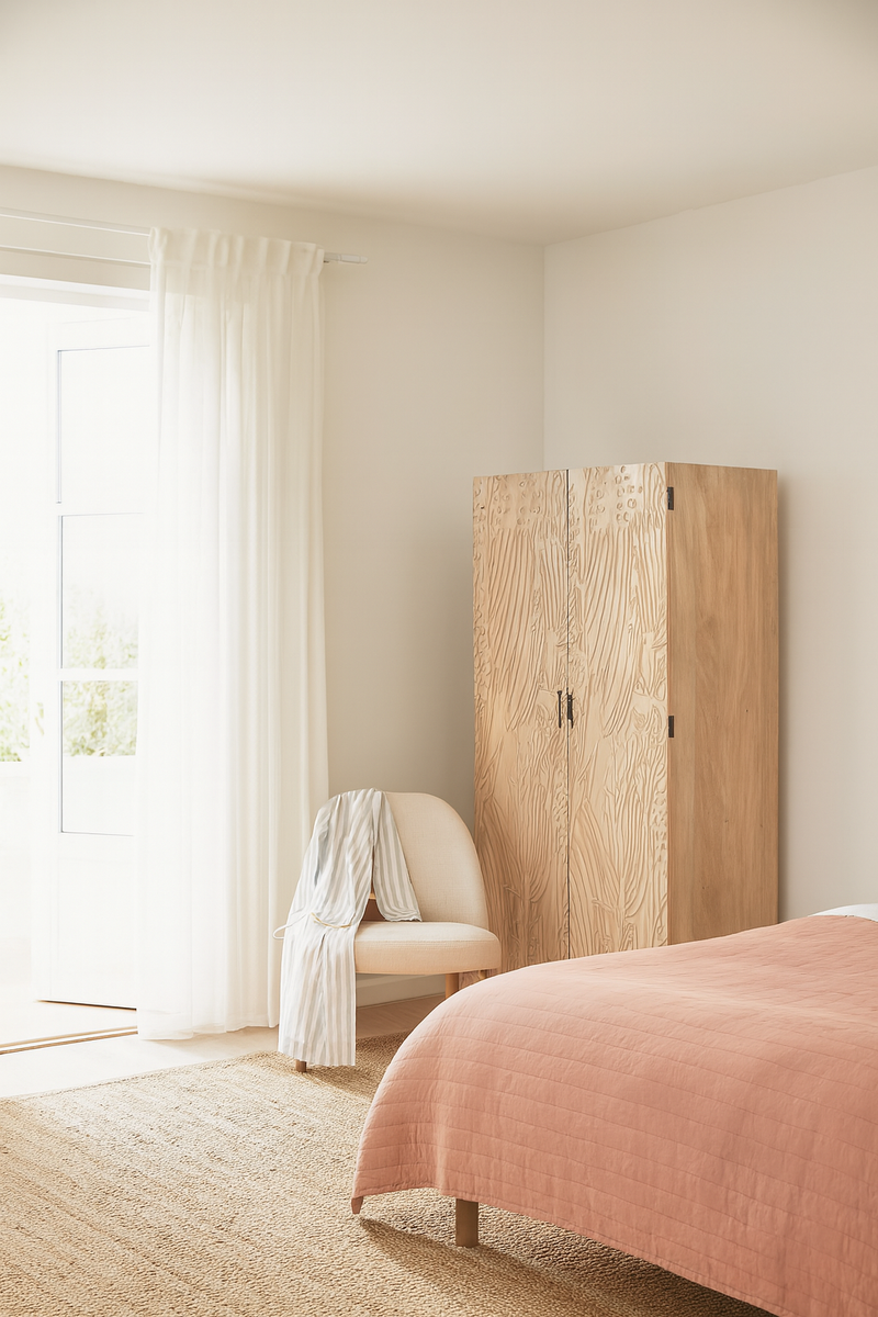 Lavani- Snadblasted mango Wood Wardrobe With Floral Carvings 183cm – Om ...